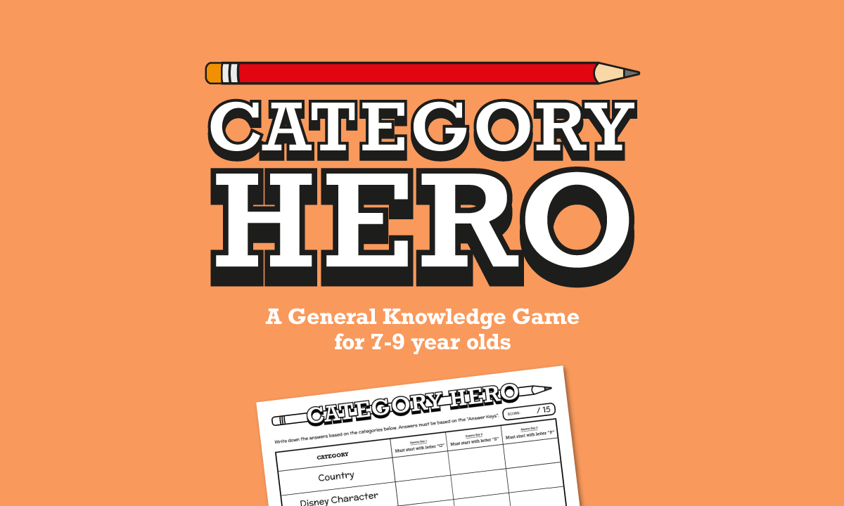 Category Hero: Printable General Knowledge Game for 7 to 9 Year Olds