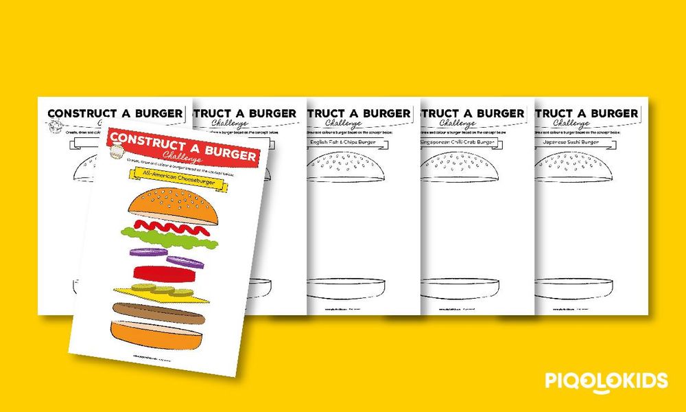 Create Your Own Fusion Burgers: Creative Printable Worksheets for Kids