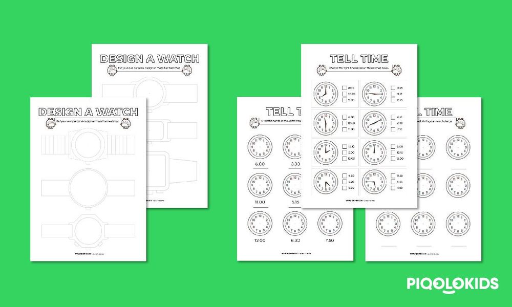 Let's Design Watches and Tell Time: Creative Printable Worksheets for Kids