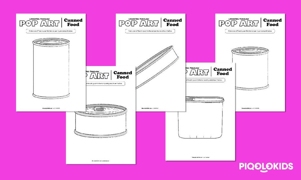 Let's Paint Pop Art Canned Food: Creative Printable Worksheets for Kids