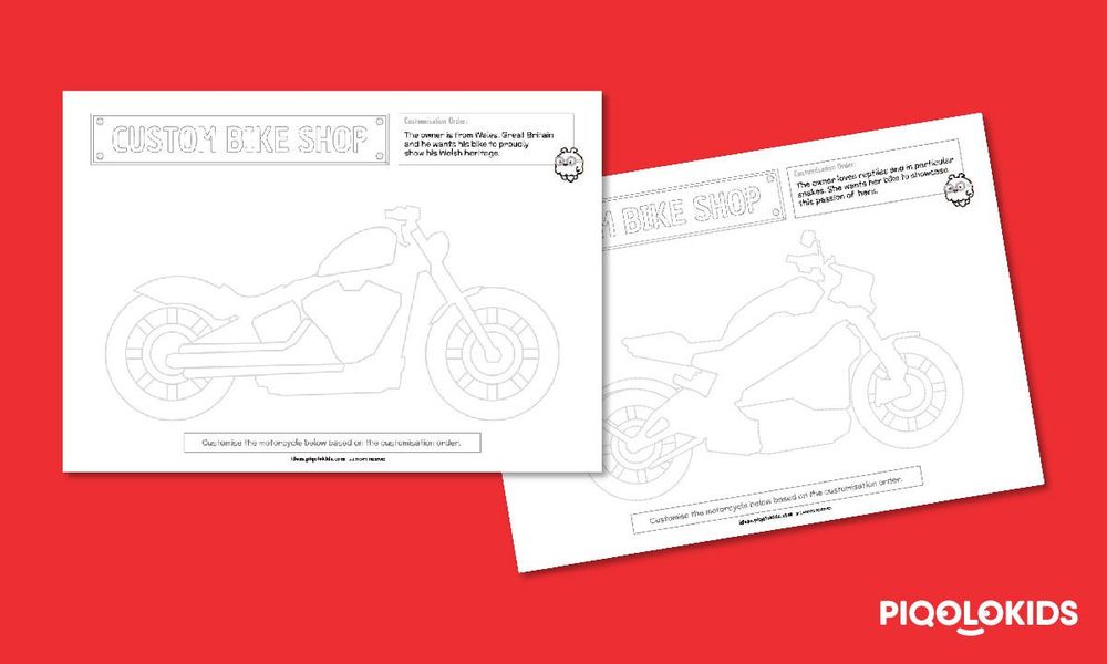 Create Custom Motorcycles: Creative Printable Worksheets for Kids