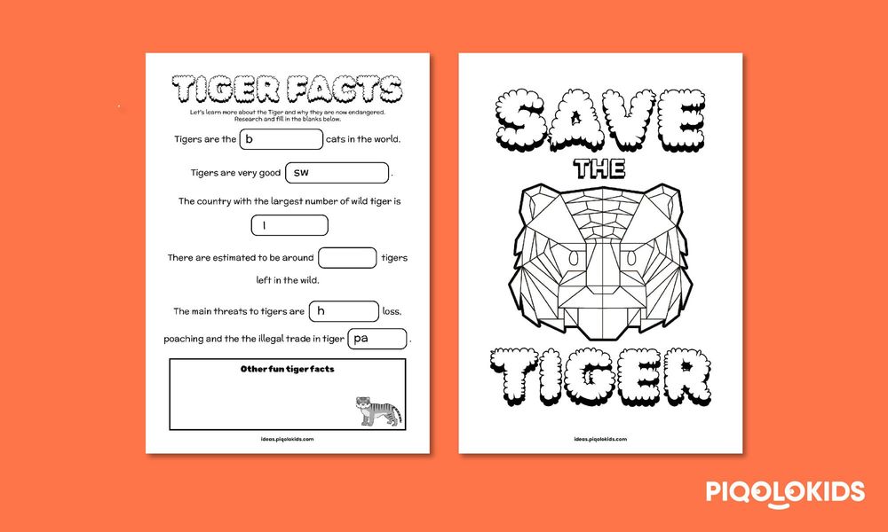 Save the Tiger Poster: Creative Printable Worksheets for Kids