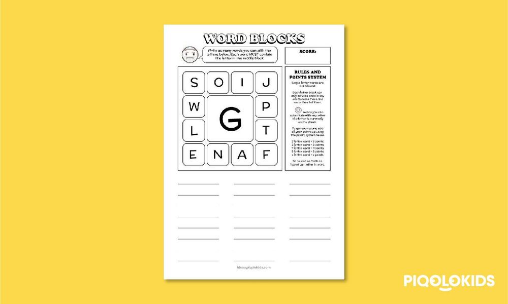 Word Blocks: Vocabulary Building Game for 7 to 9 Year Olds