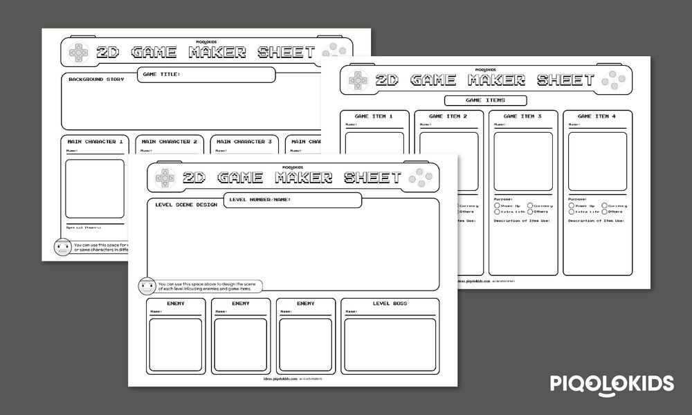 Design a 2D Video Game: Creative Printable Worksheets for Kids