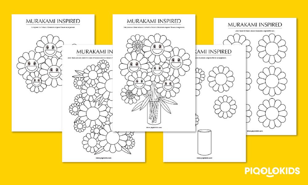 Murakami Inspired Flower Arrangement: Creative Printable Worksheets for ...