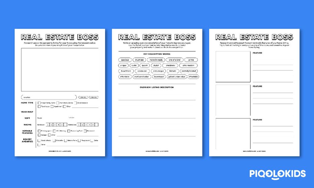 Write an Awesome Property Listing: Creative Printable Worksheets for Kids