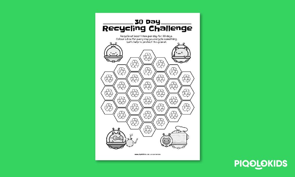 30 Day Recycling Challenge: Creative Printable Worksheets for Kids