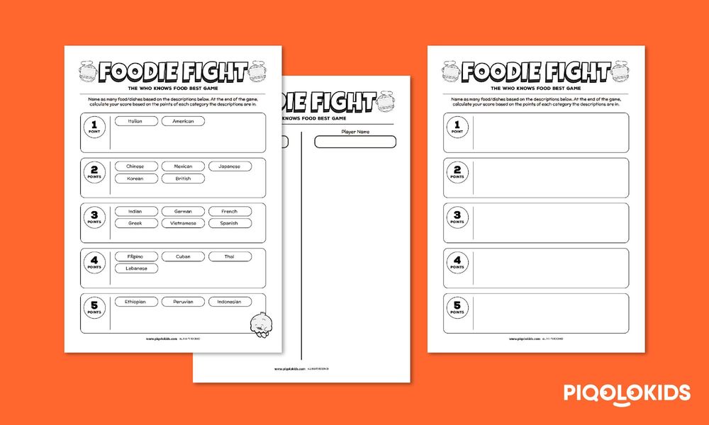 Foodie Fight: A Printable World Cuisine Game for Kids