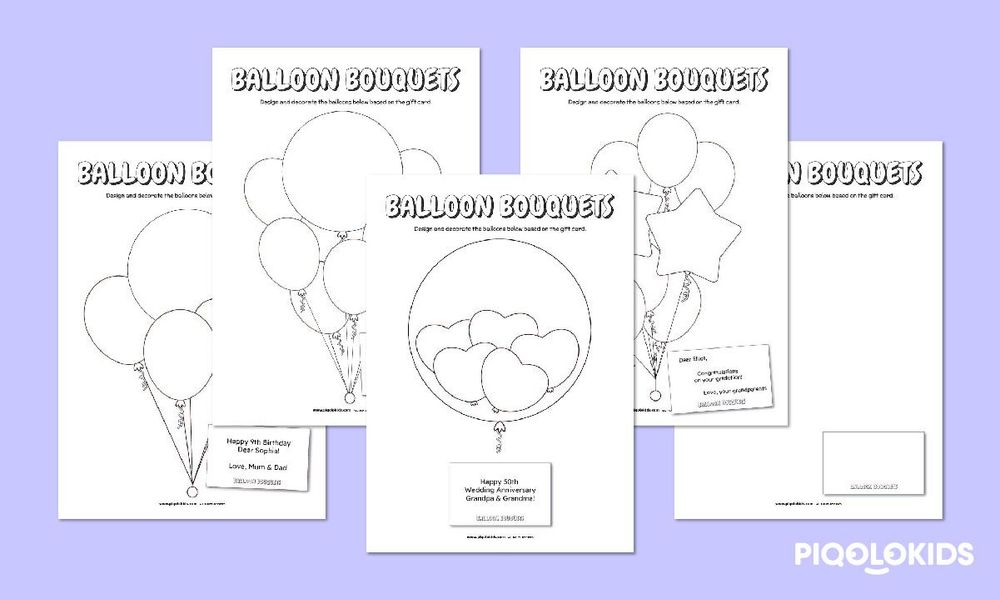 Design Balloon Bouquets: Creative Printable Worksheets for Kids
