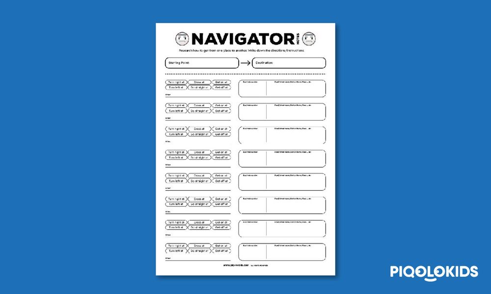 Document Navigation Directions: Creative Printable Worksheets for Kids