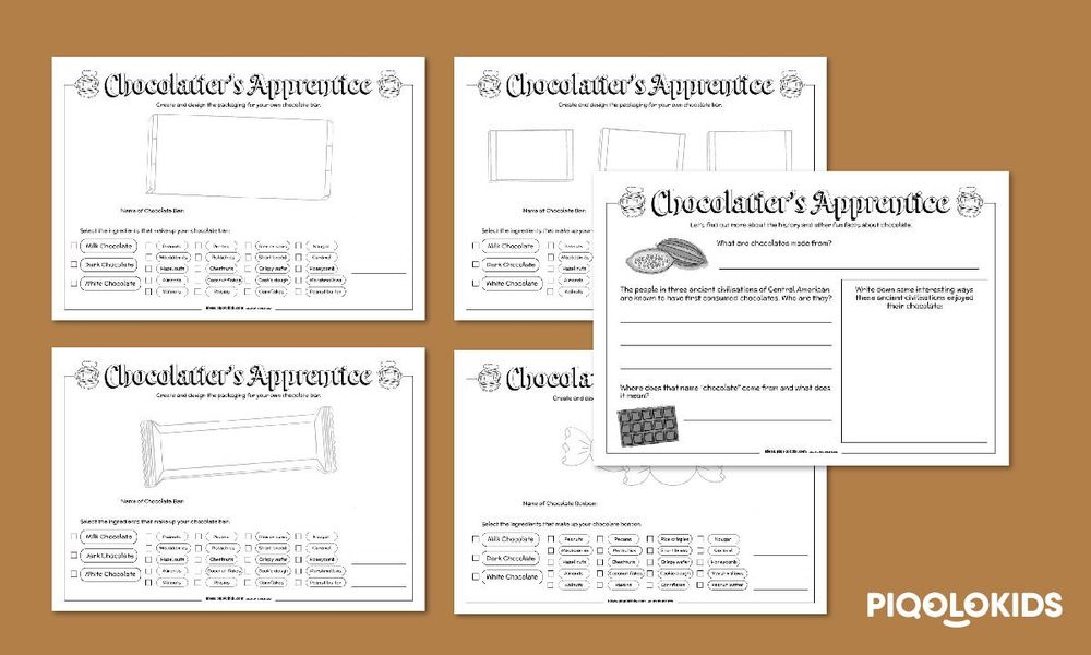 Be a Chocolatier's Apprentice: Creative Printable Worksheets for Kids