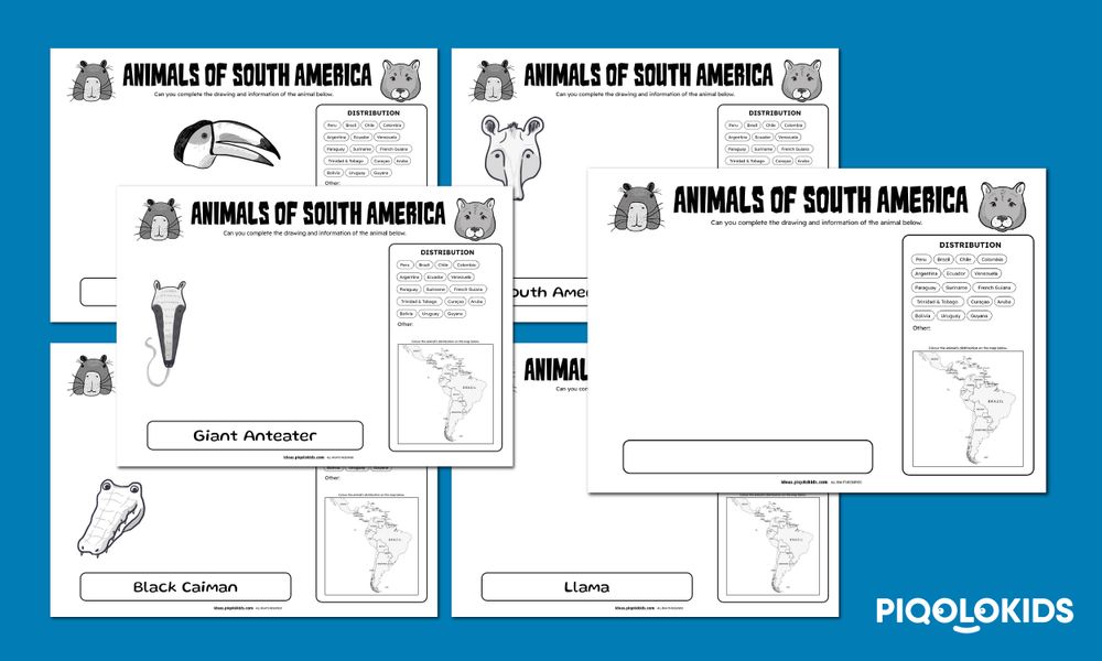 Animals of South America: Creative Printable Art and Map Activity for Kids