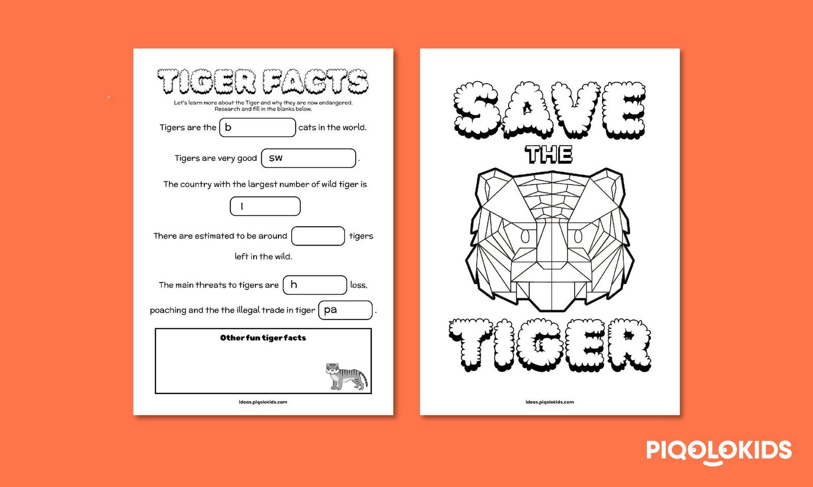 Save the Tiger Poster: Creative Printable Worksheets for Kids