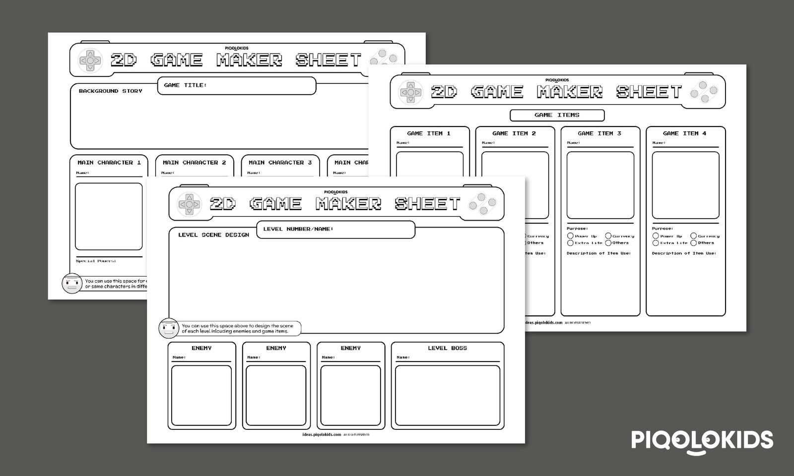 Design a 2D Video Game: Creative Printable Worksheets for Kids