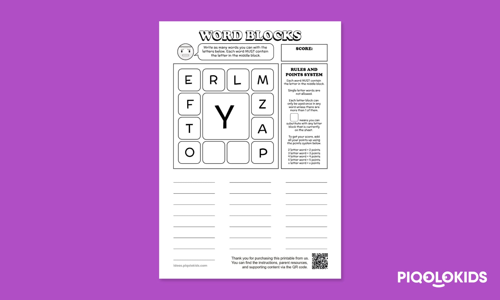 Word Blocks: Vocabulary Building Game for 7 to 9 Year Olds