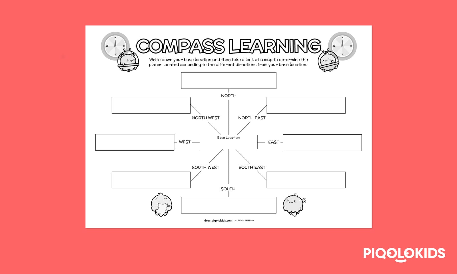 Early Compass Learning for Kids: Printables for Elementary School