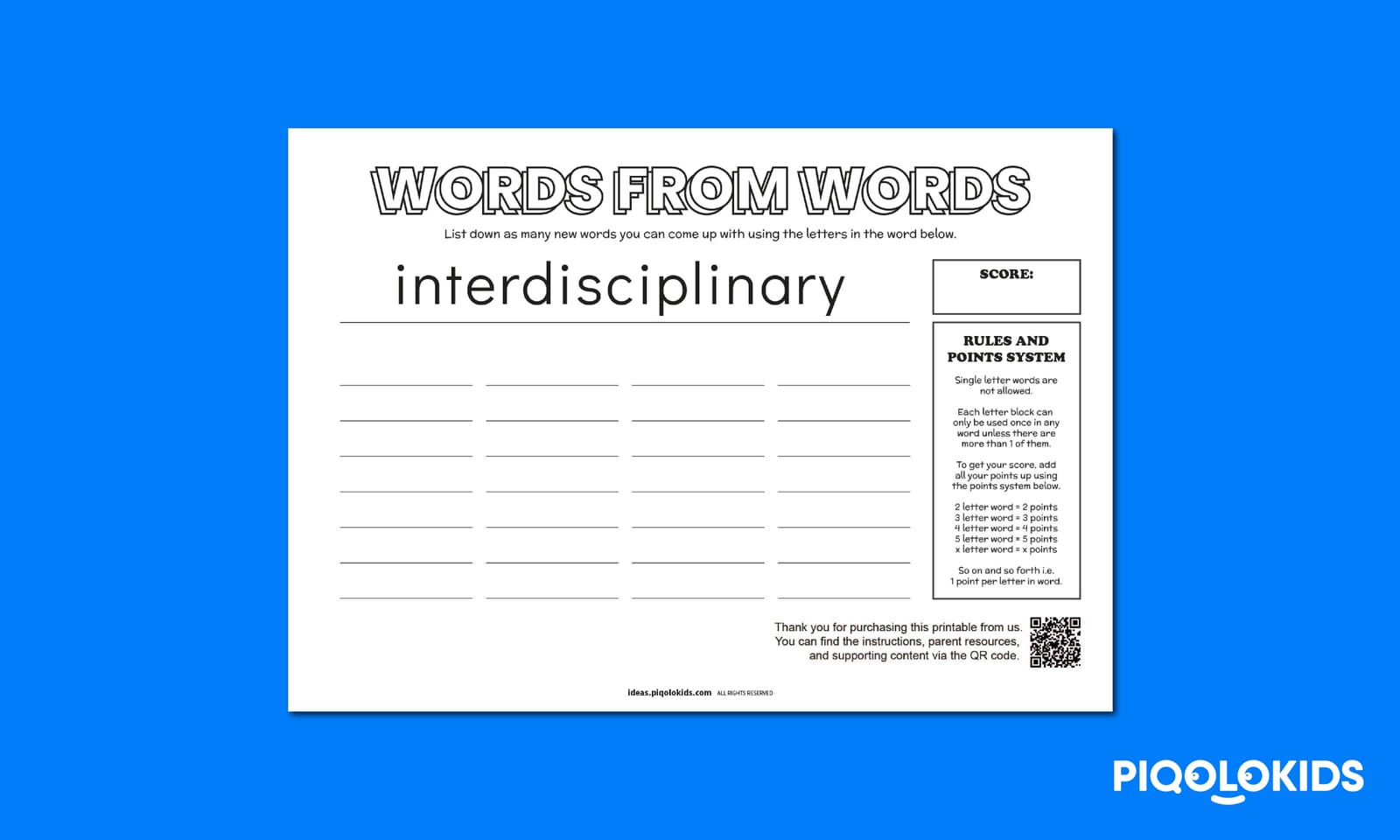 Word from Words 7: Interdisiplinary - Fun Vocabulary Game for Kids
