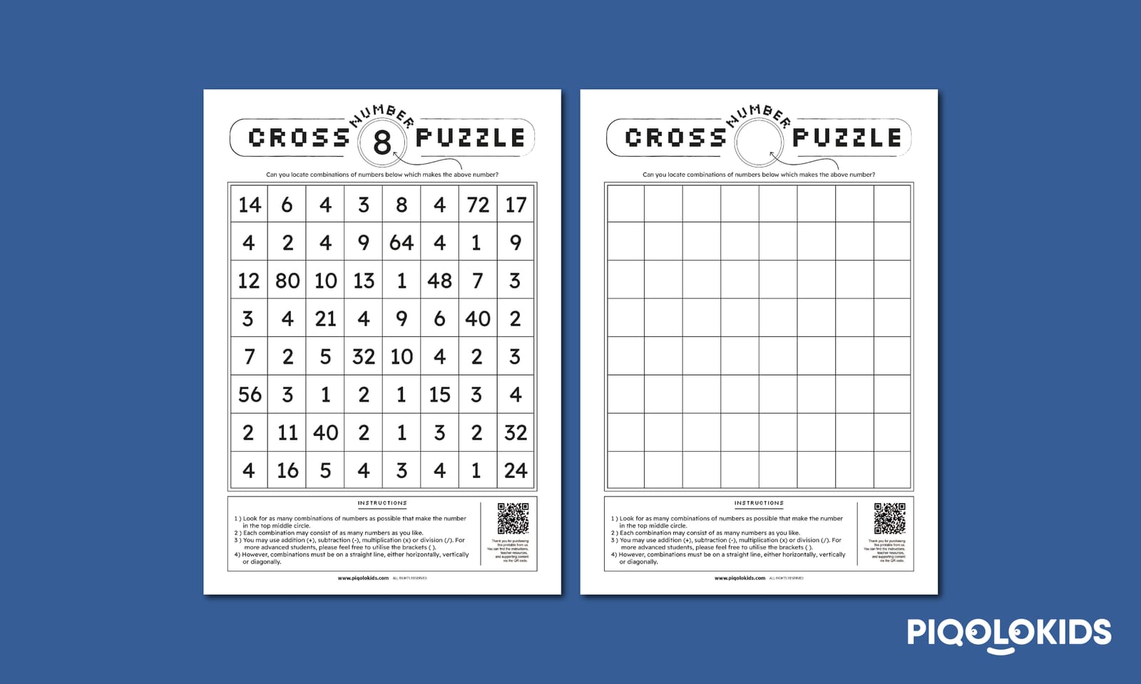 Cross-Number Puzzle: Creative Printable Math Activity for Elementary ...