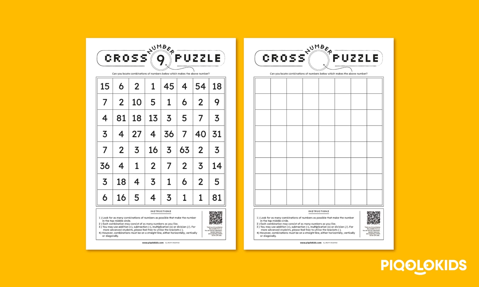 Cross-Number Puzzle: Creative Printable Math Activity for Elementary ...