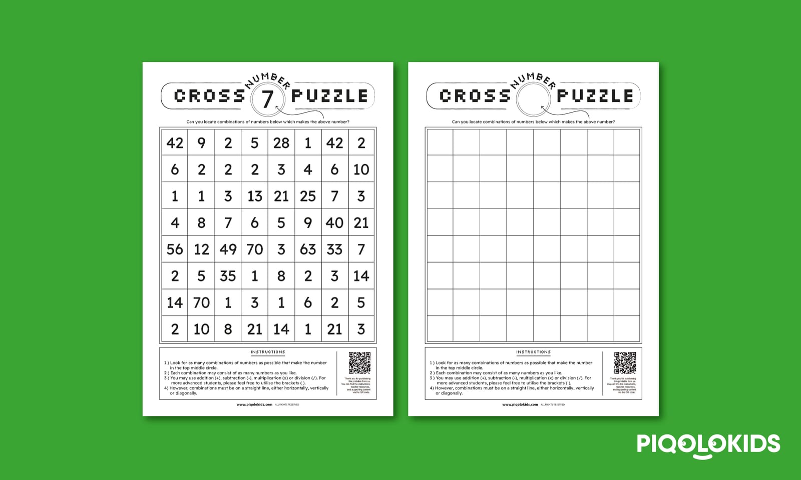 Cross-Number Puzzle: Creative Printable Math Activity for Elementary ...