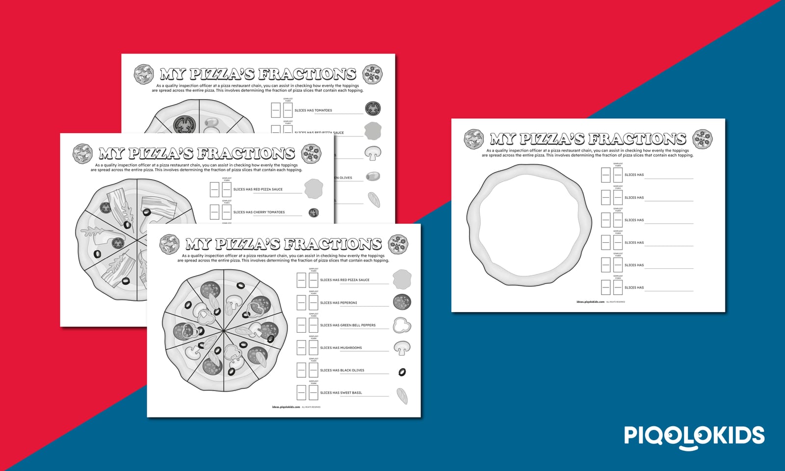 Math is More Fun With Pizzas: Printable Elementary Math Fractions Activity