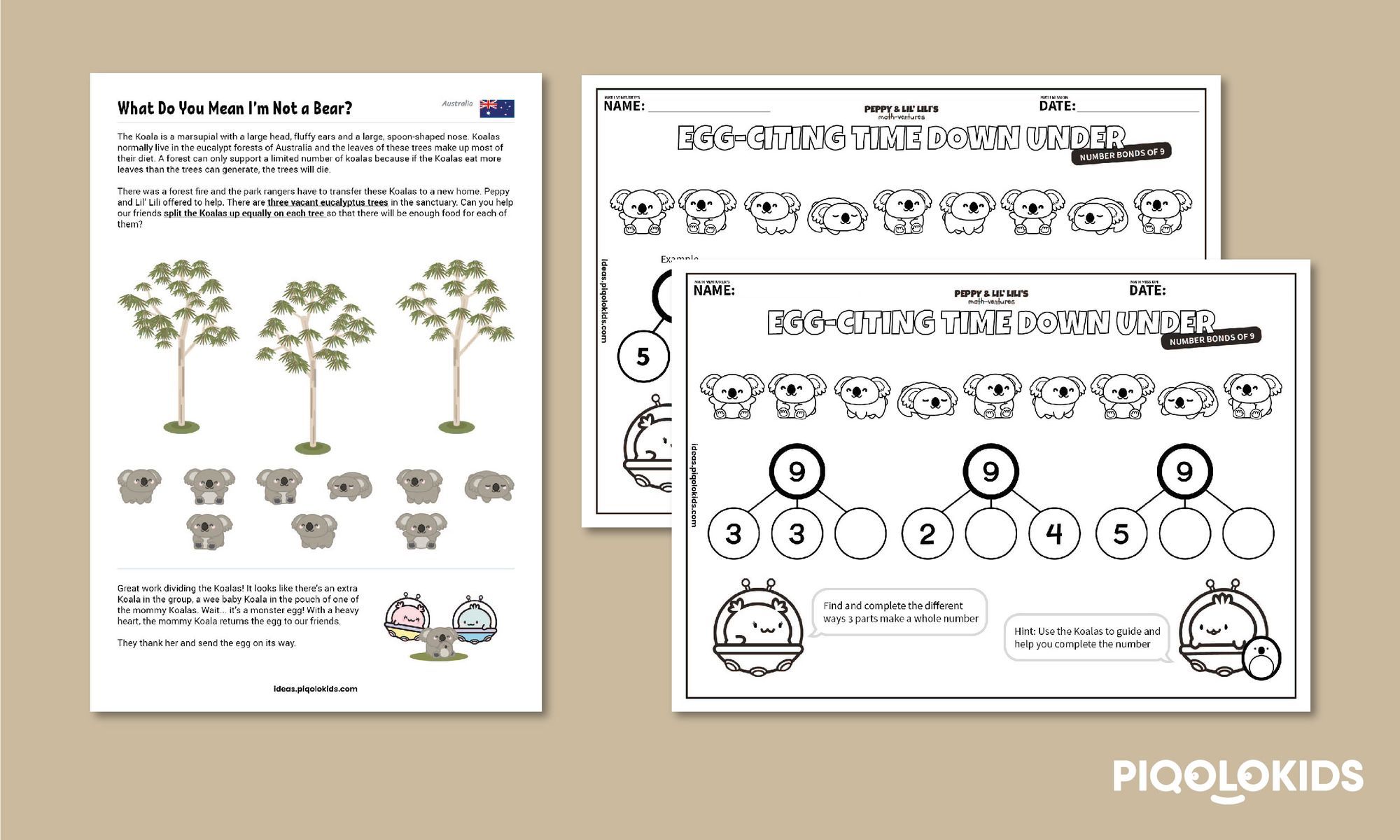 Math is More Fun with Koalas: Creative Printable Math Worksheets for Kids