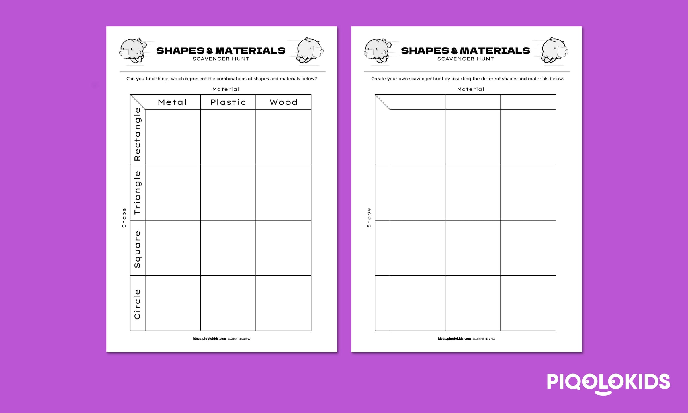 Shapes & Materials Scavenger Hunt: Creative Printable Activity for Kids