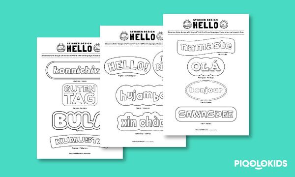 Learn "Hello" in 12 Languages: Creative Printable Worksheets for Kids