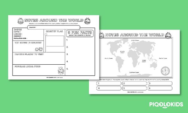 A World Explorer's Note: Creative Printable Worksheets for Kids