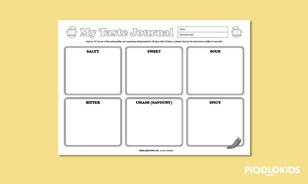 My Taste Journal: Creative Printable Worksheets for Kids