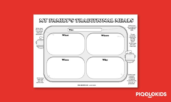 Document Your Family's Traditional Meal: Creative Printable Worksheets ...