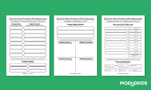 School Market Day Product Development: Creative Printable Worksheets ...