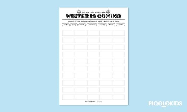50 Word Creative Writing Challenge for Kids: Winter is Coming